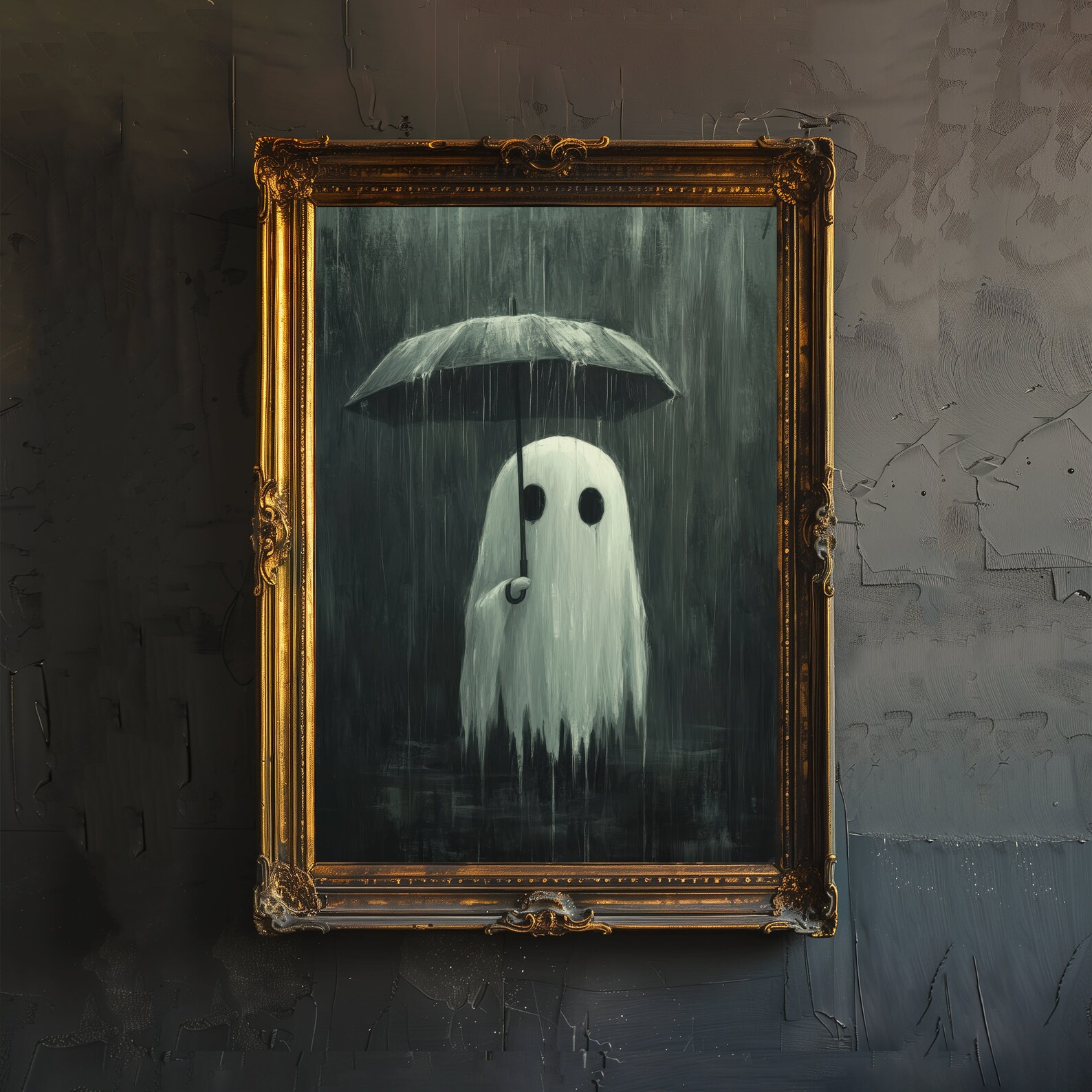 Ghost in Rain Cottagecore Print Dark Academia Art Spooky Decor Antique ...