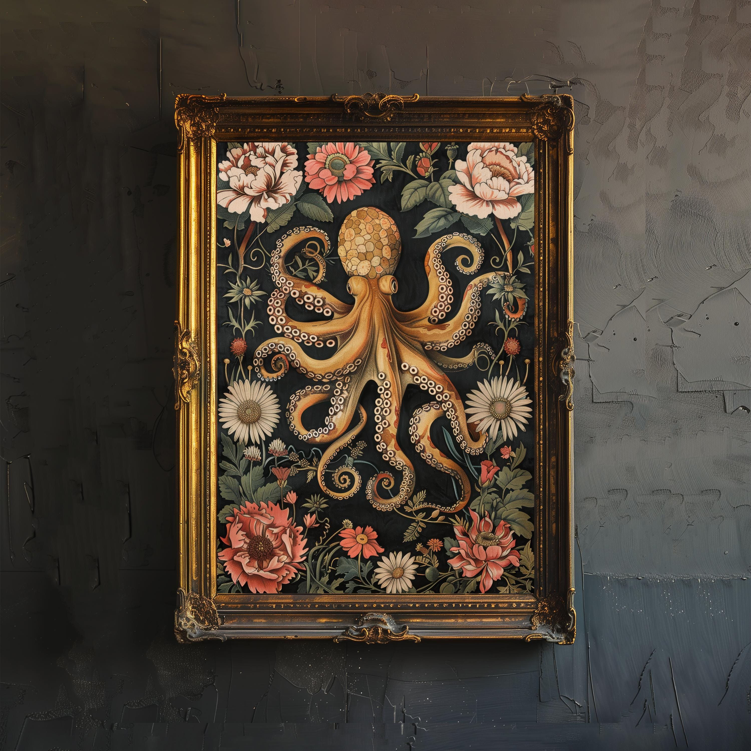 William Morris Octopus Poster Coastal Cottage Decor Vintage Marine Life ...