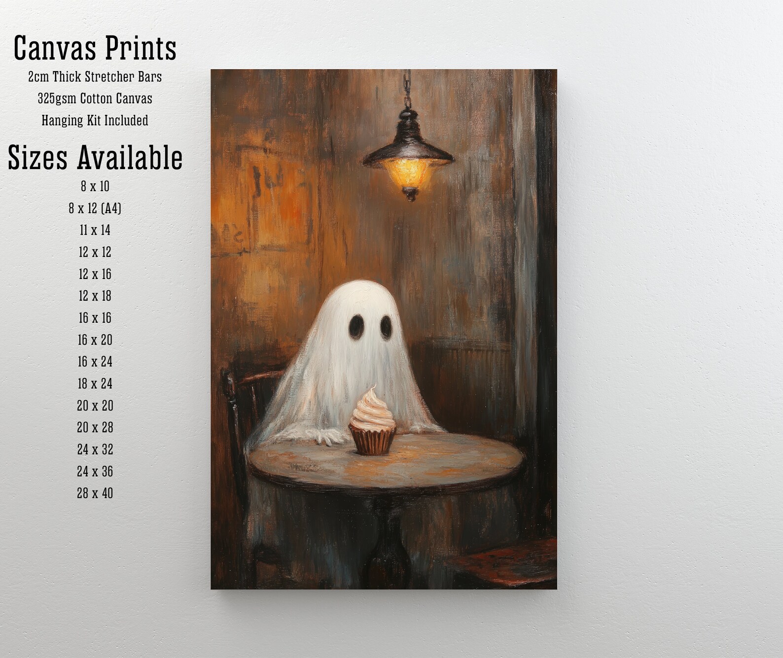 Ghost Eating a Cupcake Print Spooky Art Dark Academia Whimsical Decor ...