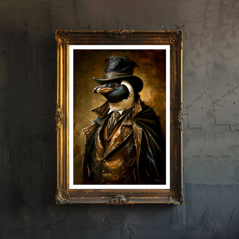 Gothic Victorian Penguin Detective Art Print Poster Wall Decor ...