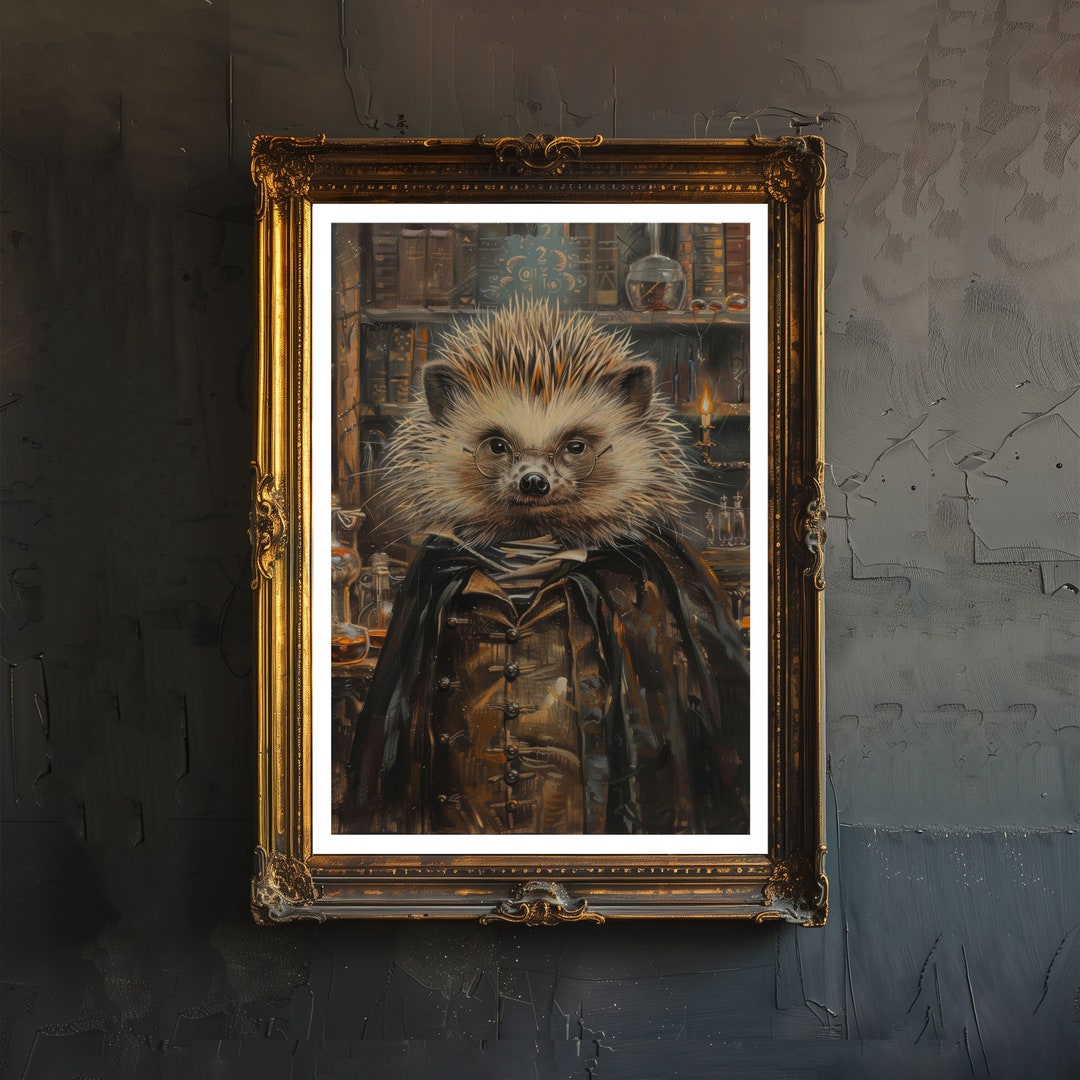 Gothic Hedgehog Alchemist Print Dark Academia Art Gothic Decor Antique ...