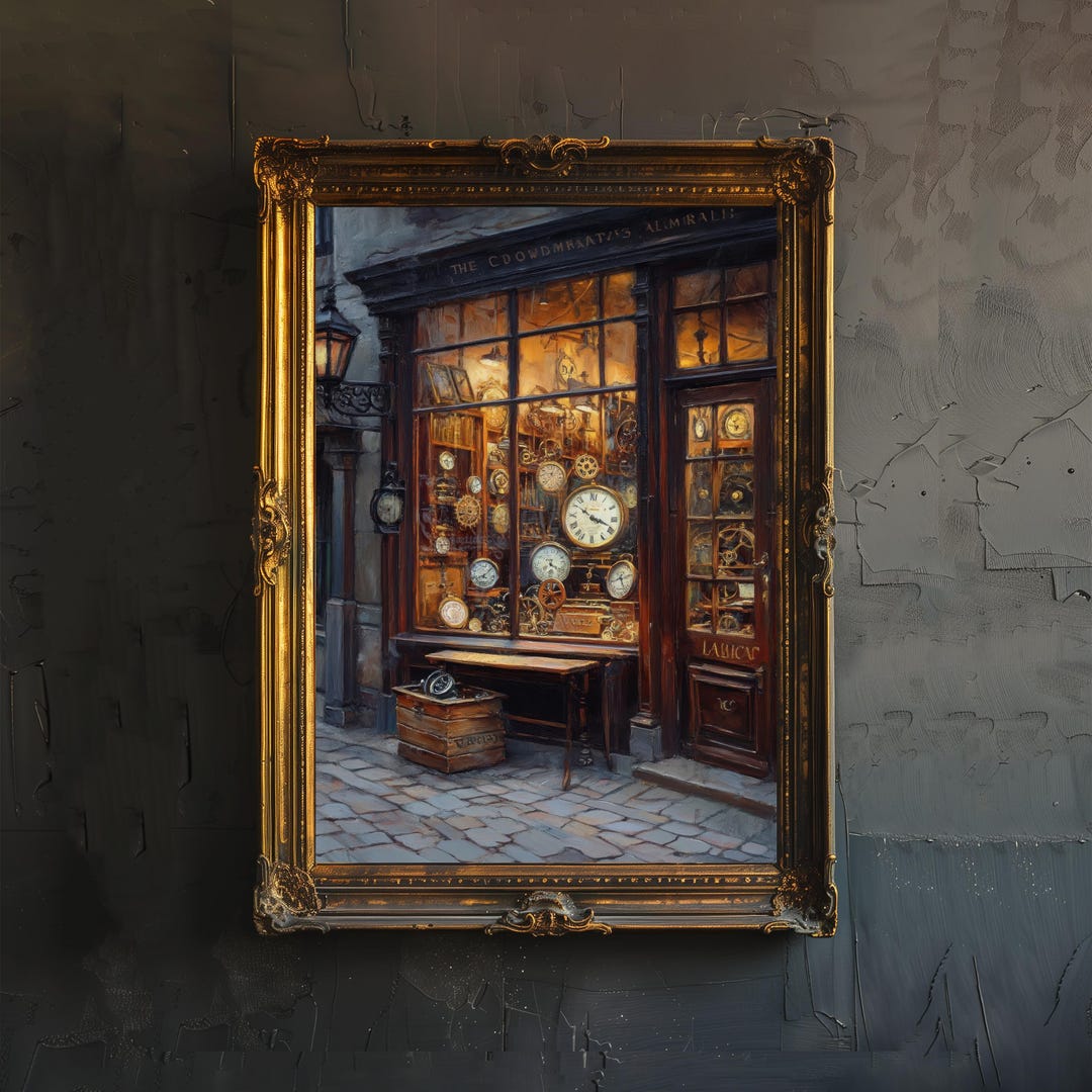 Clock Maker’s Emporium Art Print Vintage Horology Wall Art Dark ...