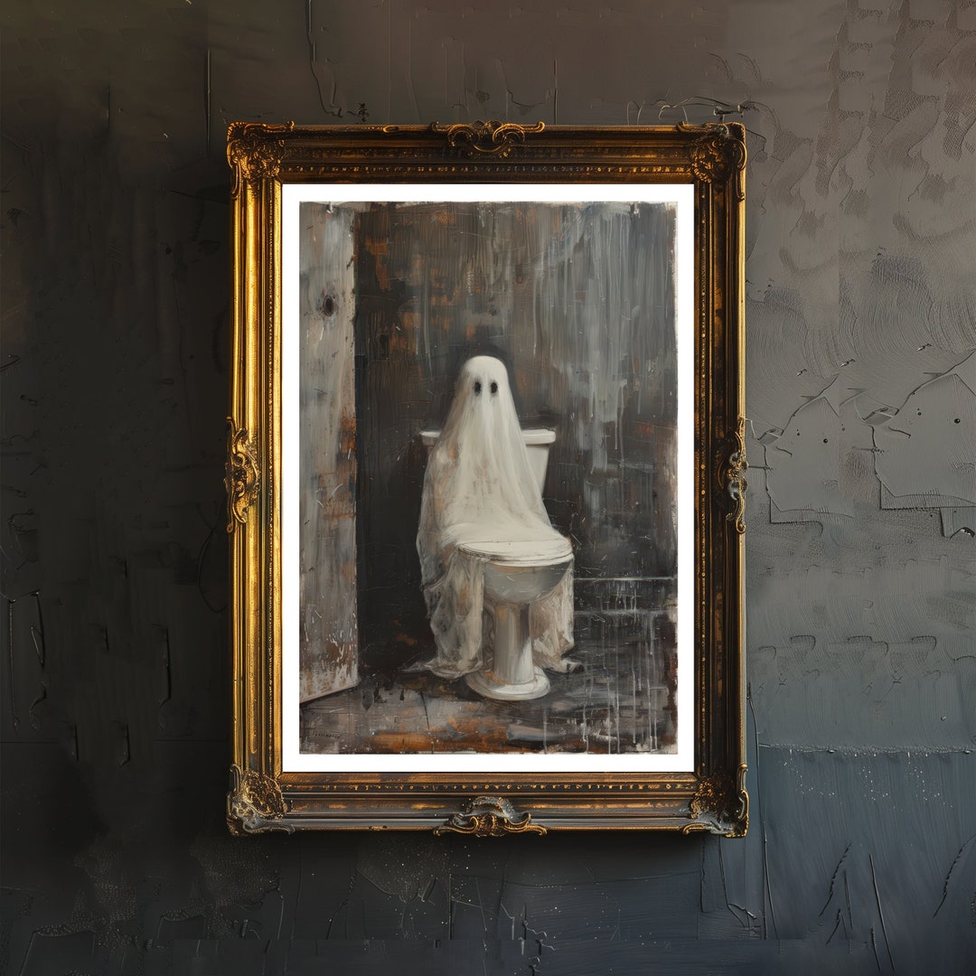 Ghost Sitting on a Toilet Poster Spooky Art Dark Academia Gothic Decor ...