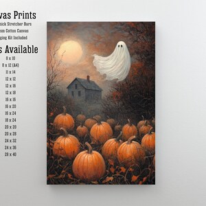 Ghost in Pumpkin Field Print Dark Academia Art Spooky Decor Gothic Home ...