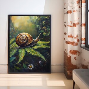 Snail on Leaf Poster Cottagecore Decor Dark Academia Art Enchanted ...