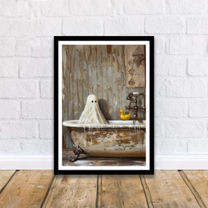 Ghost in a Bathtub Print Spooky Art Dark Academia Gothic Home Decor ...