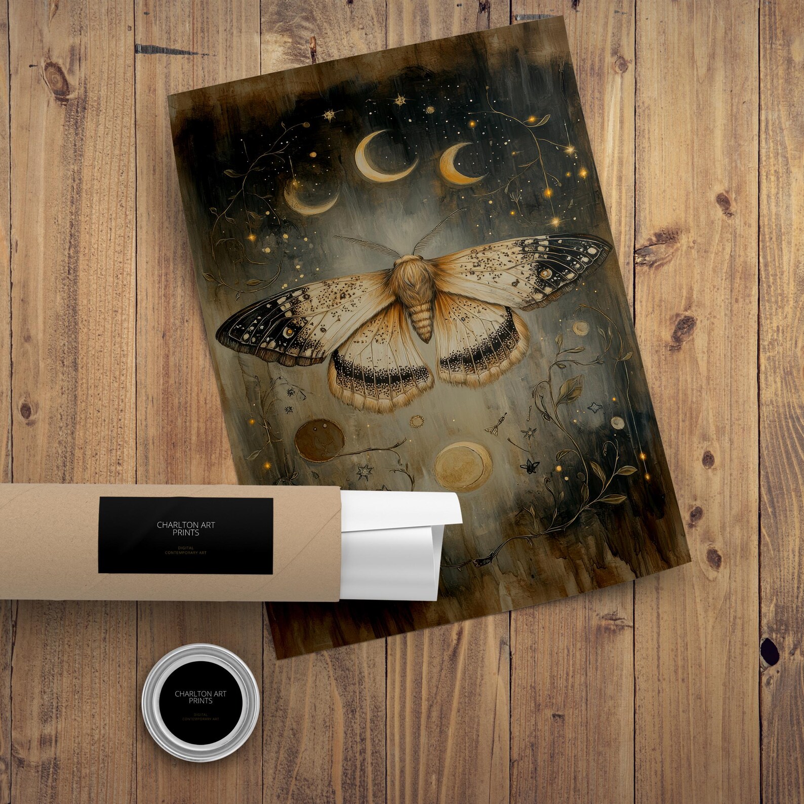 Vintage Moth Poster Dark Academia Art Gothic Decor Antique Illustration ...