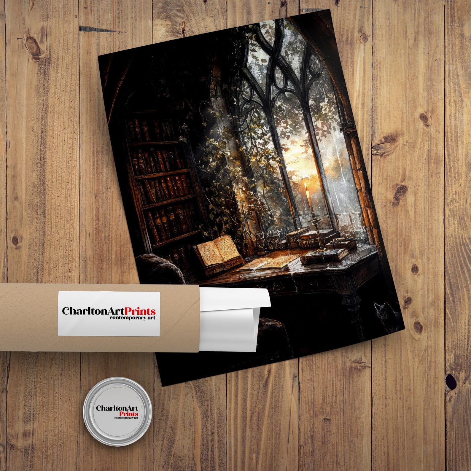 Gothic Study Art Print Dark Academia Wall Art Vintage Library Painting ...