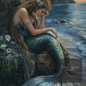 Mermaid Print Dark Academia Art Gothic Decor Antique Illustration ...