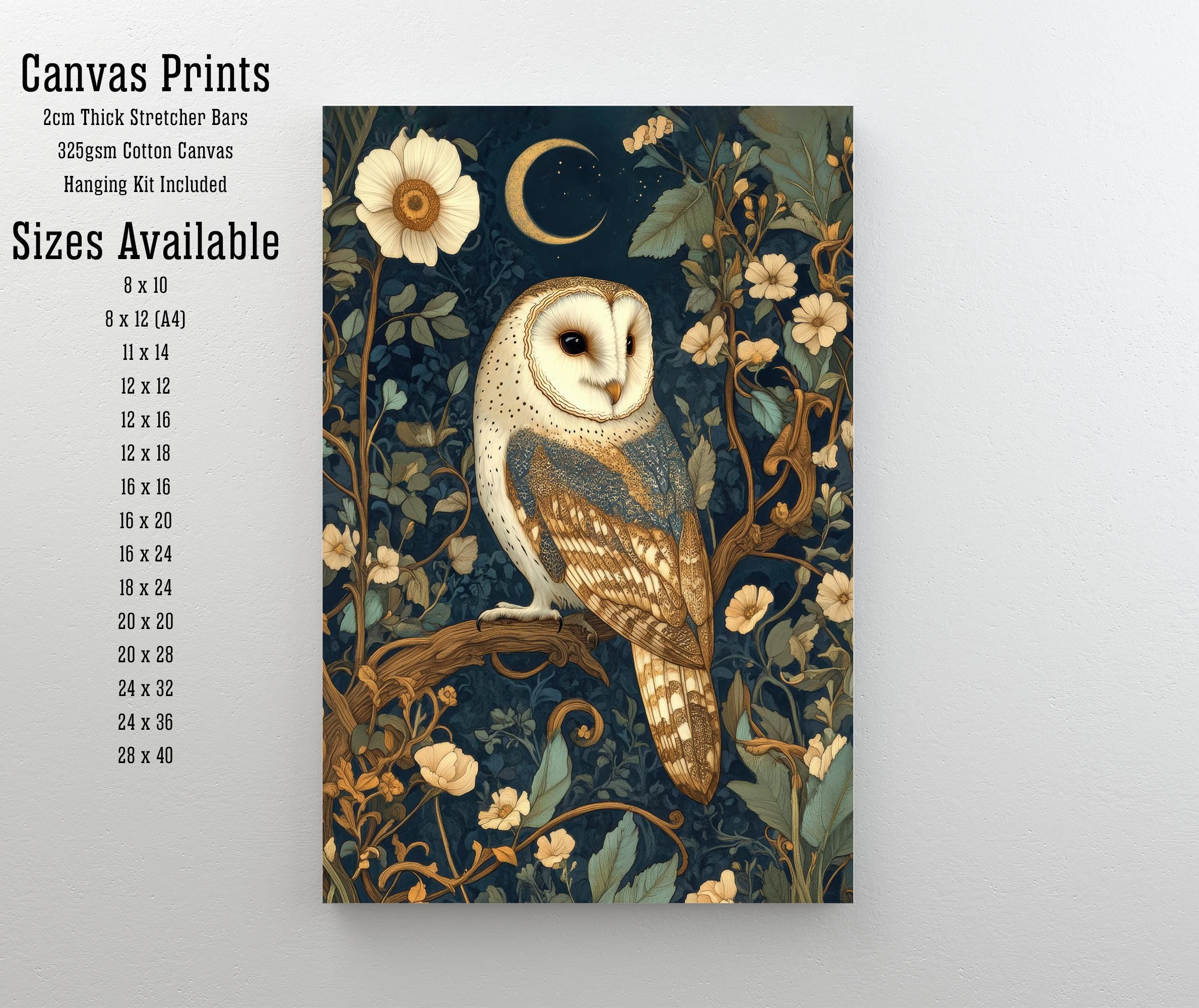 William Morris Barn Owl Poster Cottagecore Decor Dark Academia Art ...