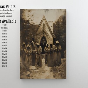 Cult Gathering at Twilight, Old Church Print, Gothic Art Poster ...