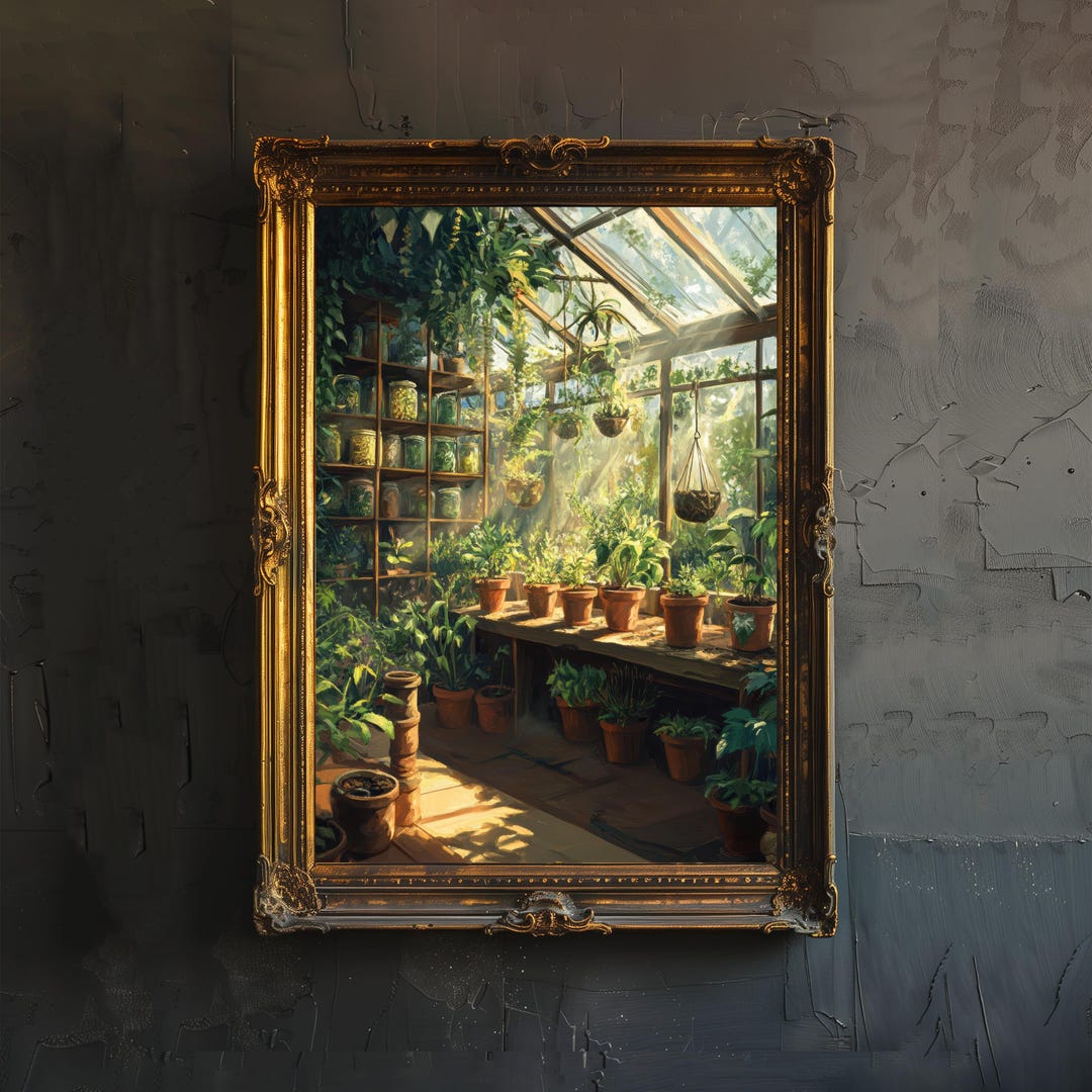 Wizards Greenhouse Cottagecore Dark Academia Poster Enchanted Vintage ...