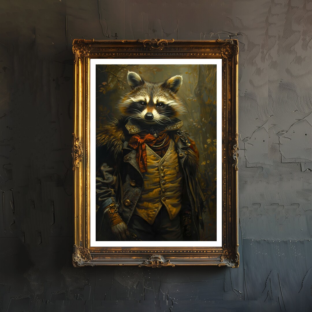 Gothic Raccoon Print Dark Academia Art Gothic Home Decor Antique Animal ...