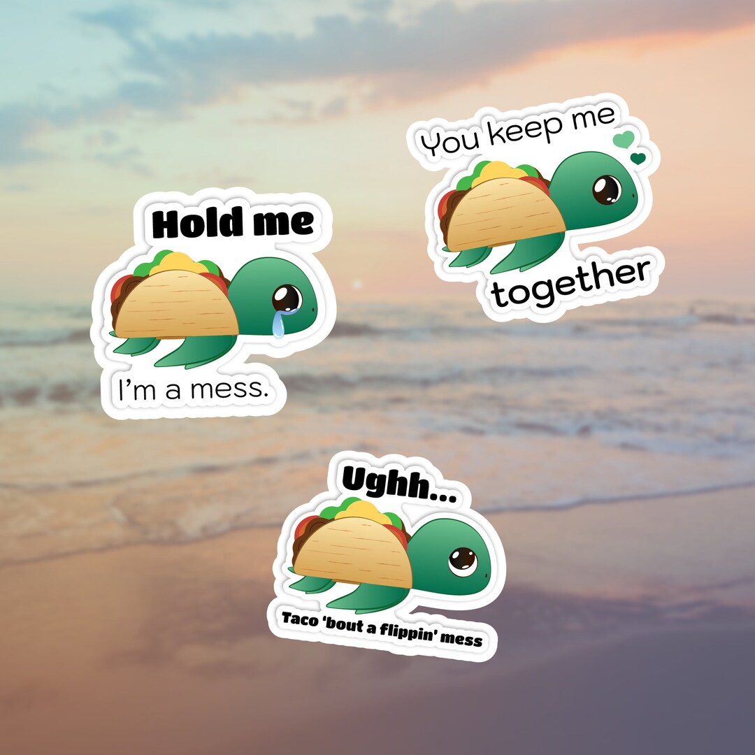 Taco Turtle Sticker | Turtle Stickers, Food Stickers, Taco Stickers ...