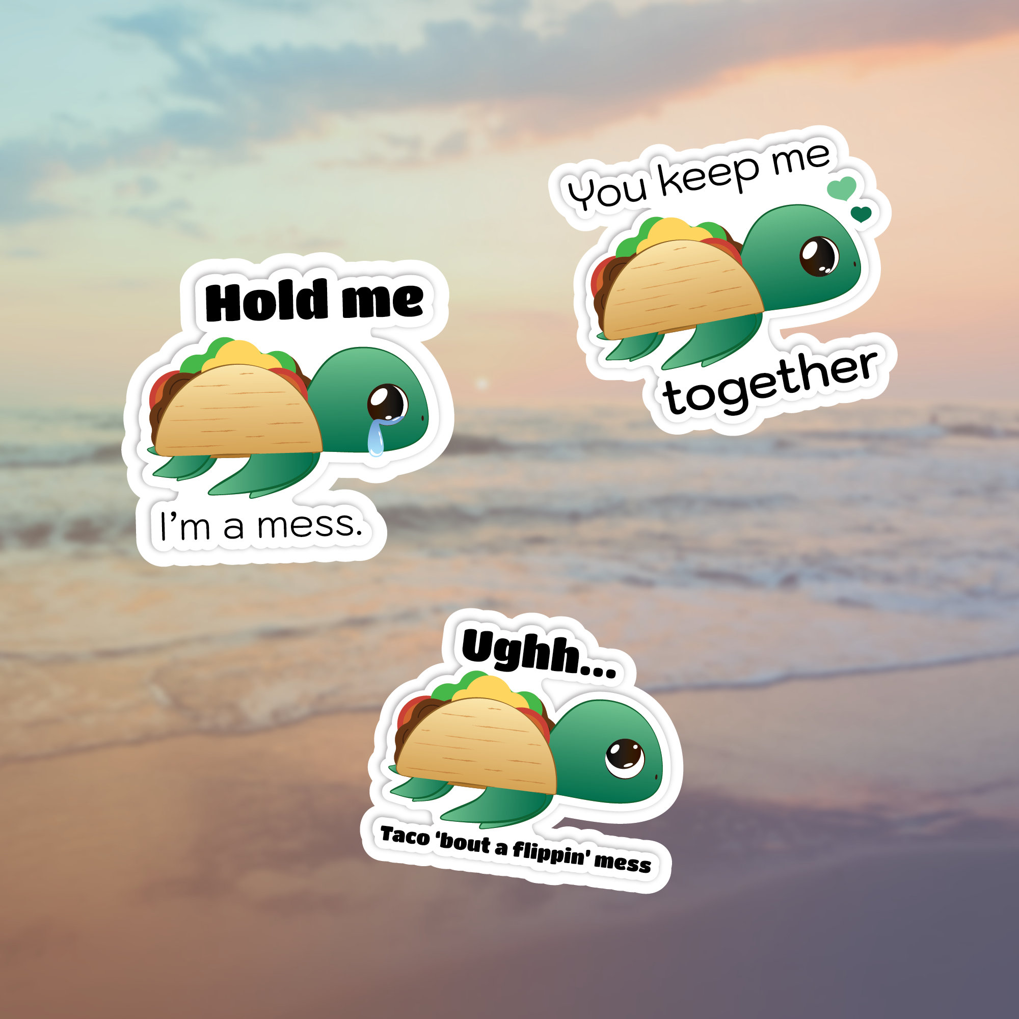 Taco Turtle Sticker Turtle Stickers, Food Stickers, Taco Stickers ...