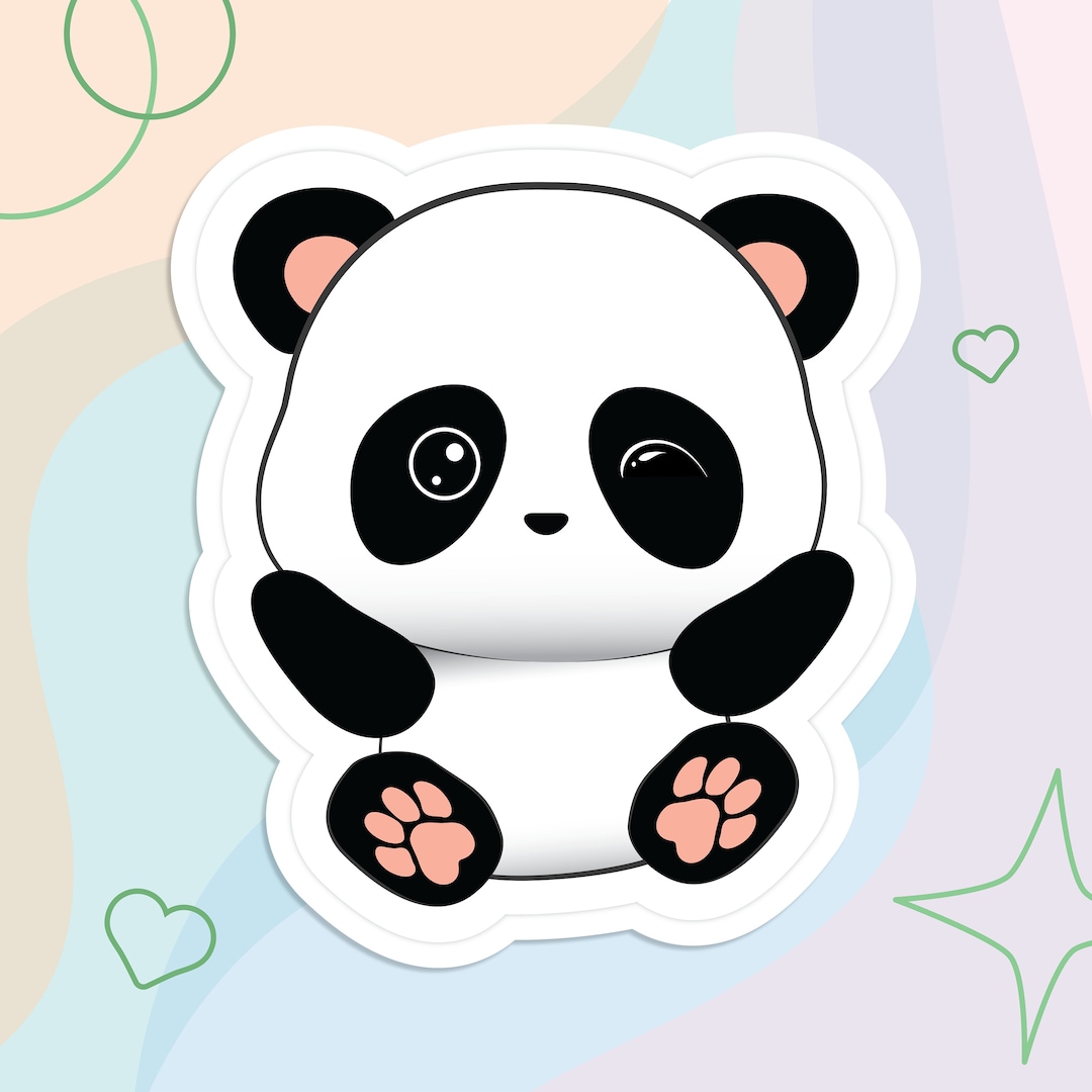 Cute Celebration Panda Sticker | Holographic Weatherproof and ...