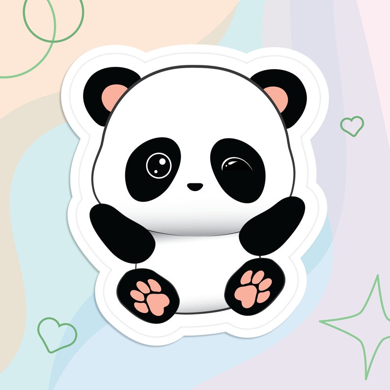 Holographic Celebration Panda Sticker | Weatherproof Kawaii Die Cut - Etsy
