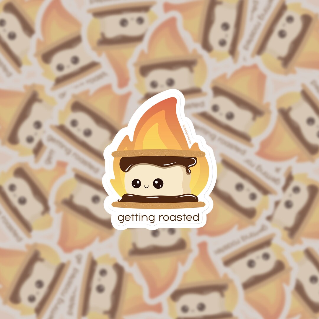Roasting Smores Kawaii Die Cut Sticker, Funny Phone Laptop Decal ...
