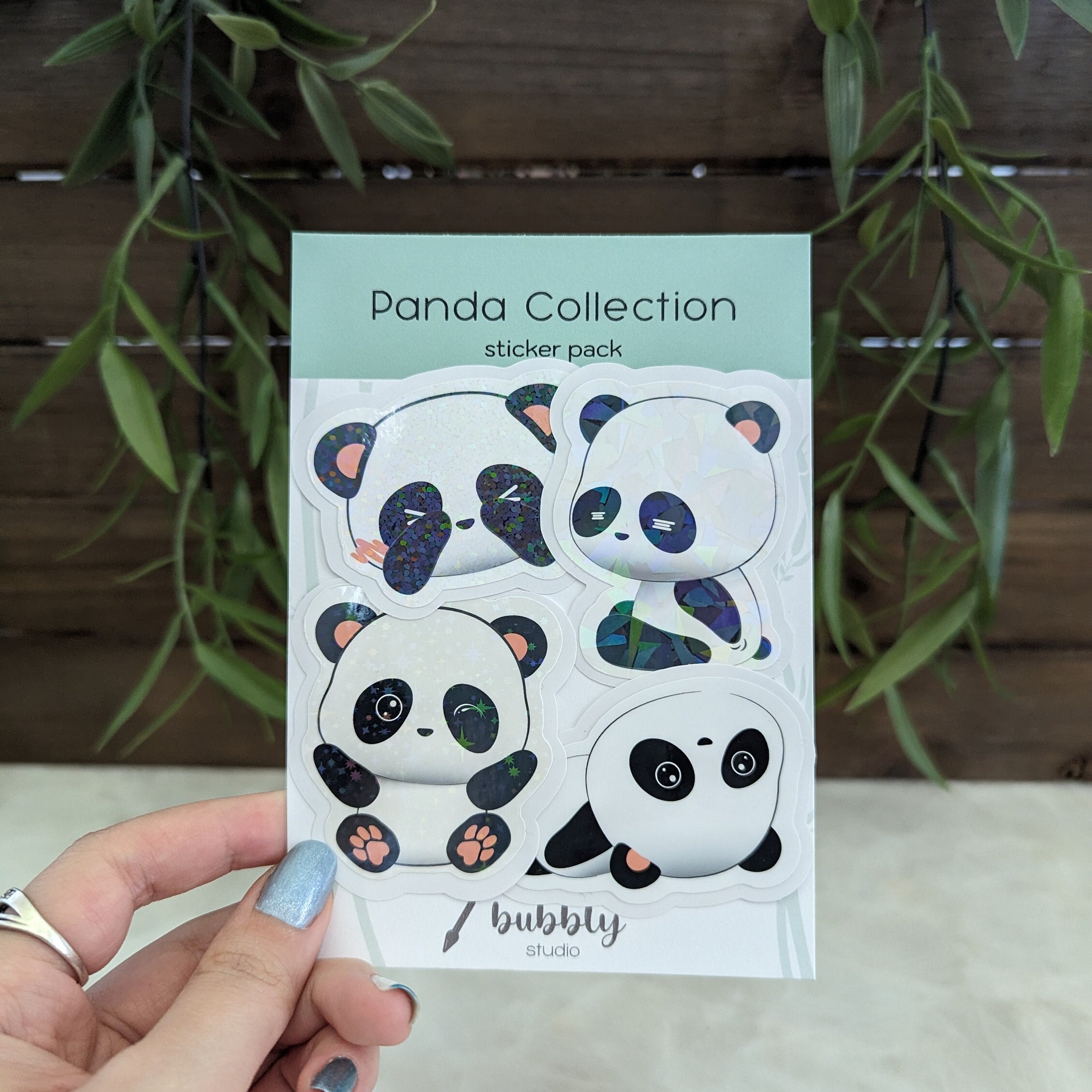 Cute Celebration Panda Sticker Holographic Weatherproof and Waterproof ...