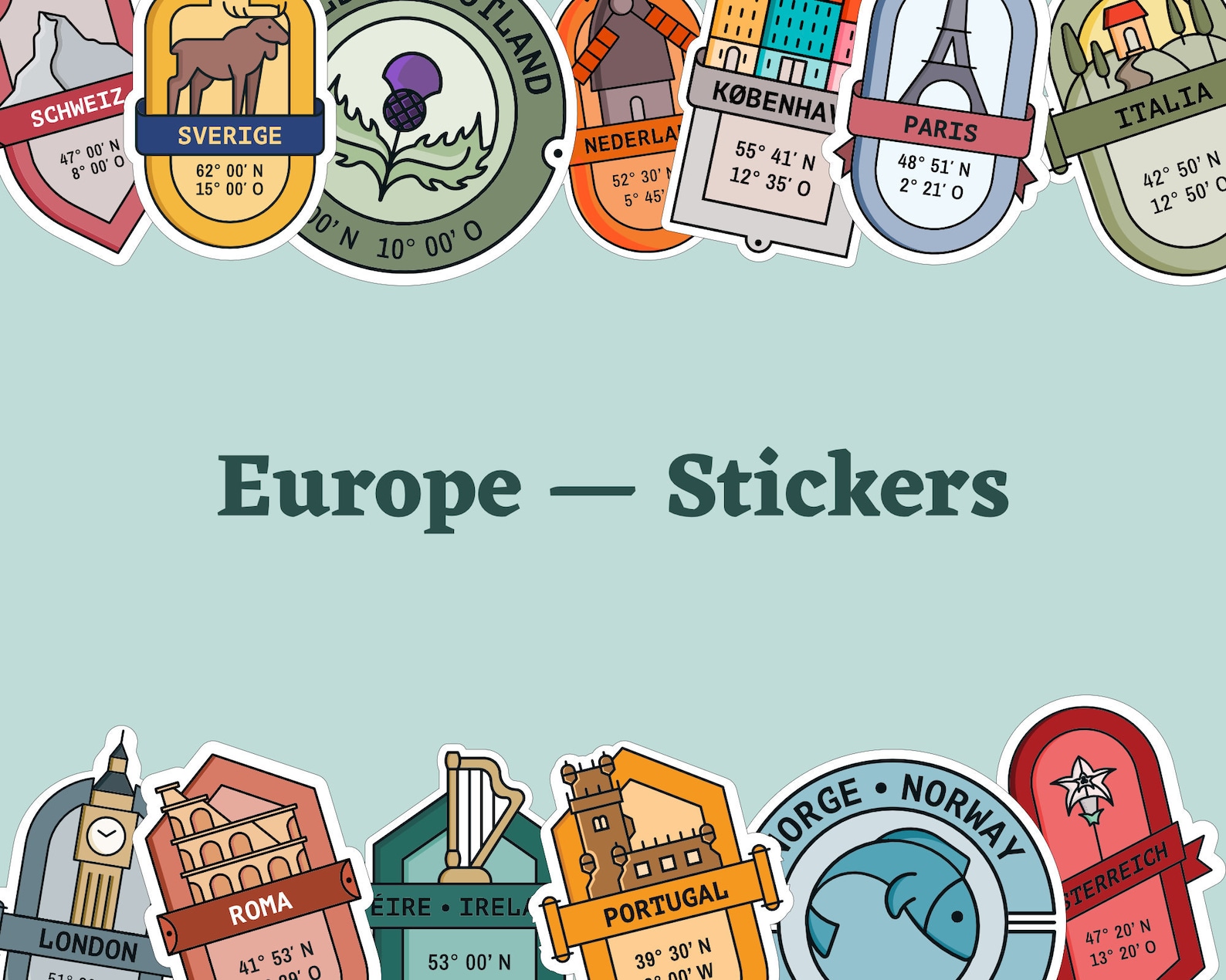 Sticker Set Europa | Etsy