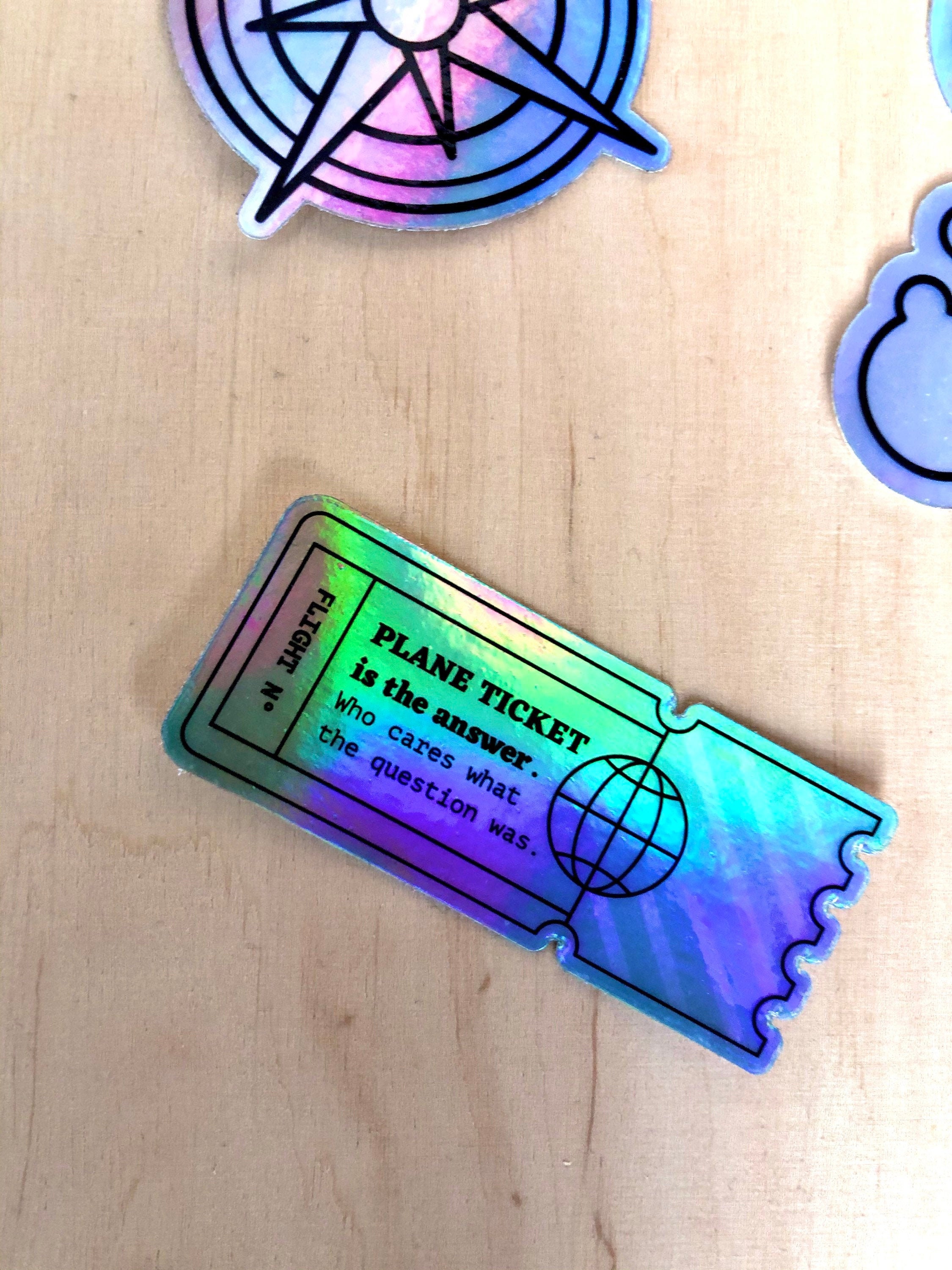 Holographic Sticker Plane Ticket | Etsy