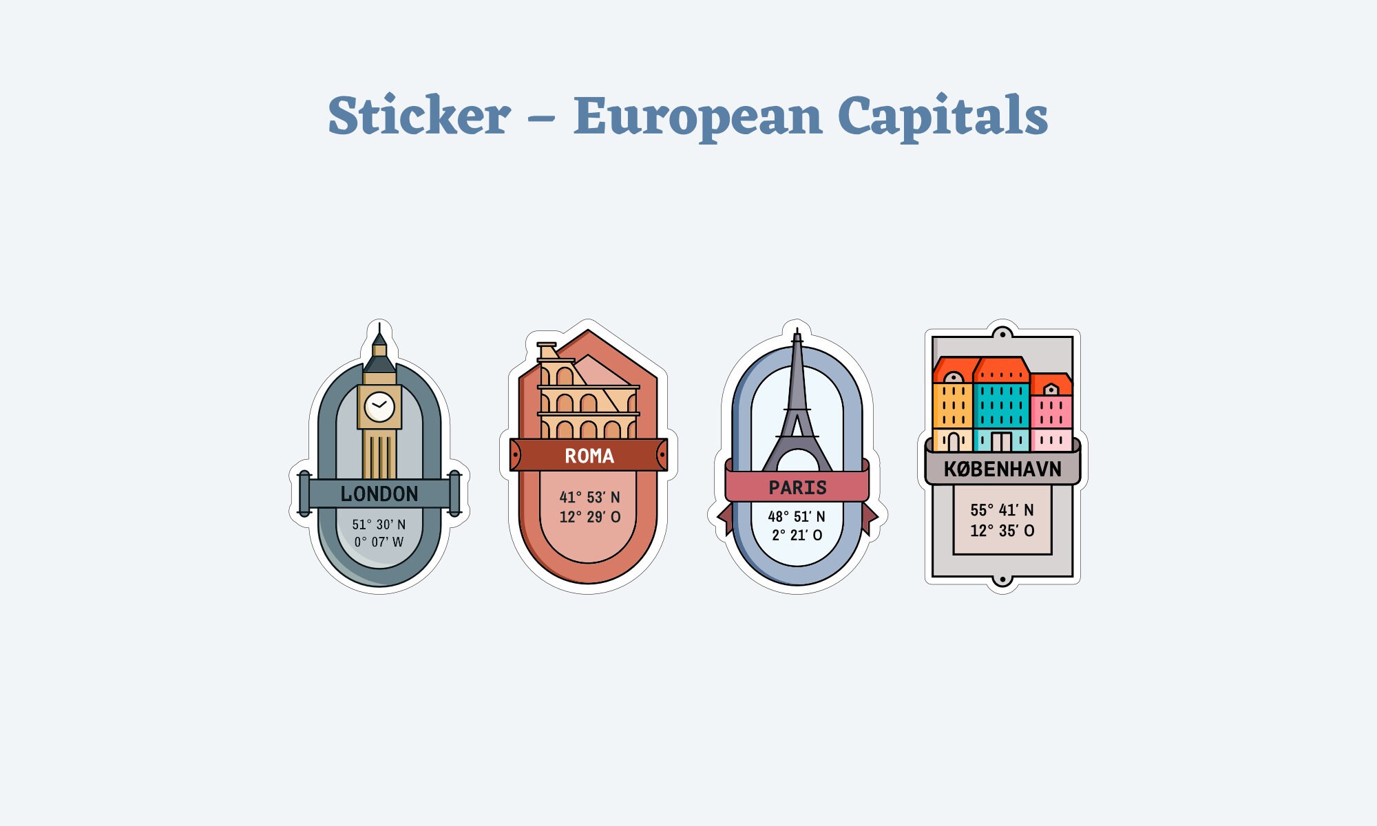 Sticker Set Europa | Etsy