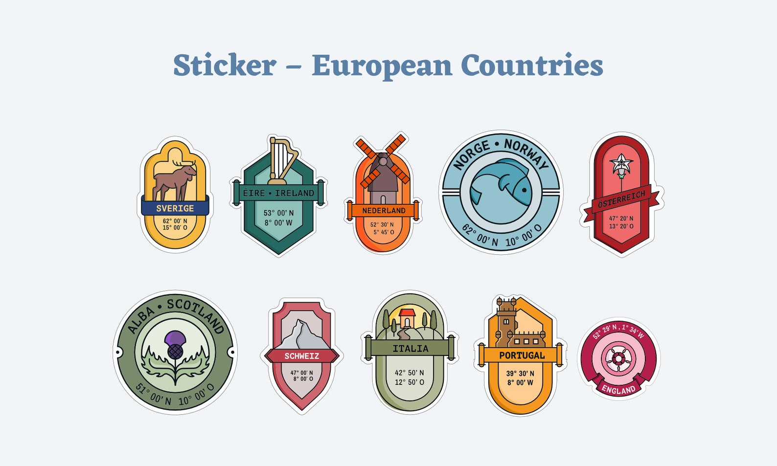 Sticker Set Europa | Etsy