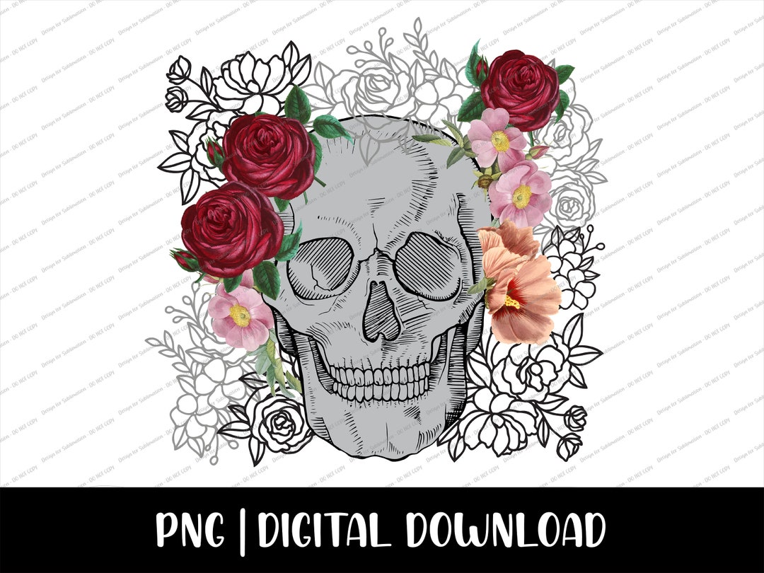 FLORAL SKULL PNG | Scary Png | Horror Clipart | Spooky Season Png ...