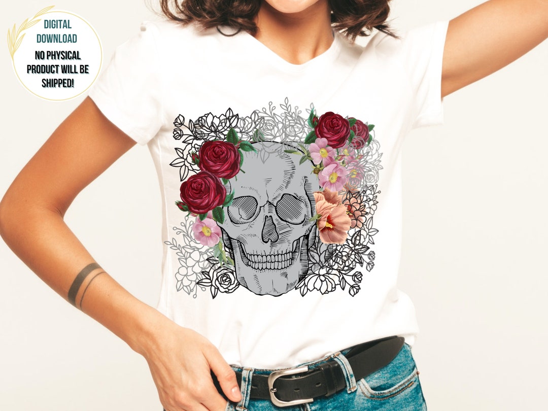 FLORAL SKULL PNG | Scary Png | Horror Clipart | Spooky Season Png ...