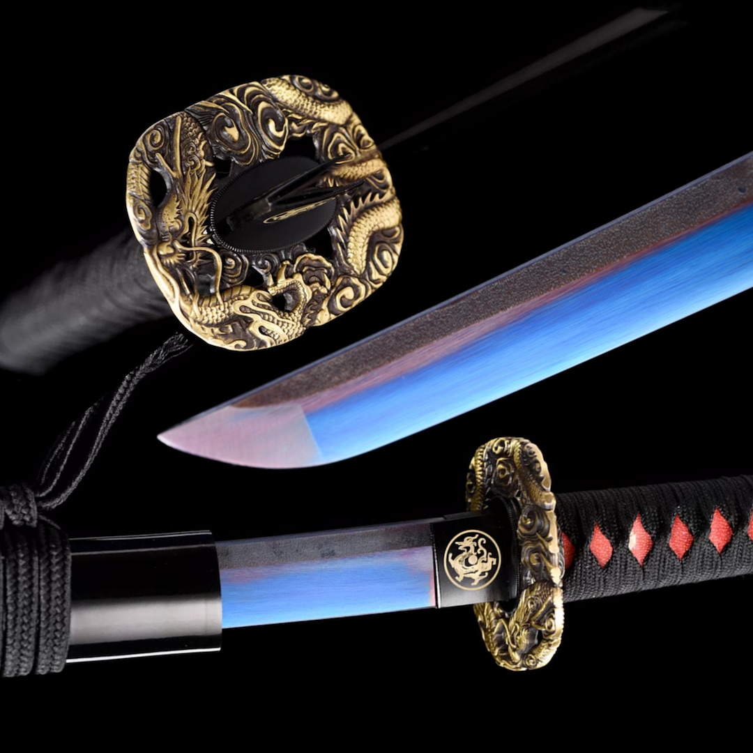 Handmade Crafts Red Dragon Katana Sword Handmade Japanese Samurai Sword ...