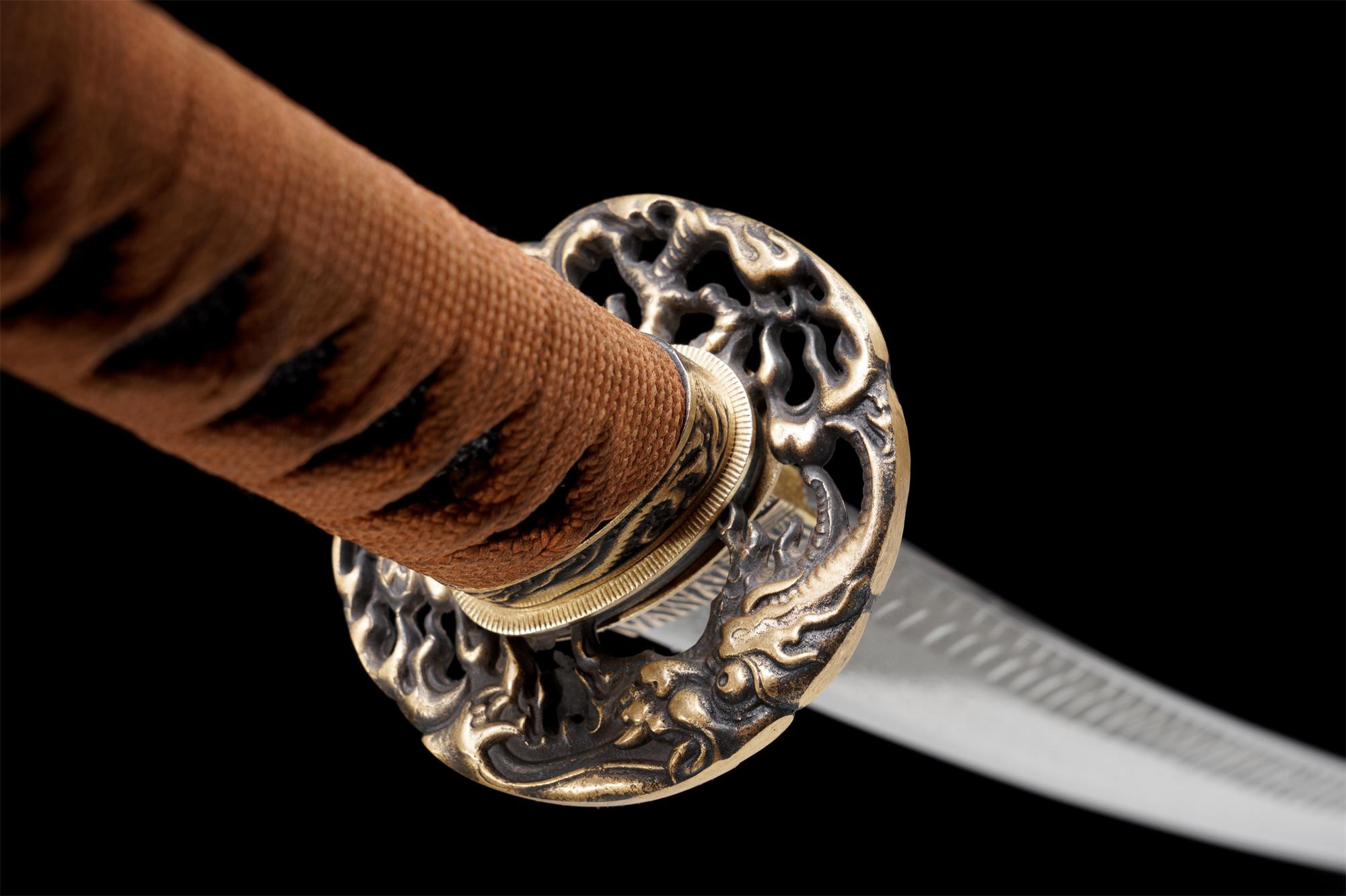 Handcrafted Japanese Style Sword: Artistic Damascus Steel Blade, Stone ...