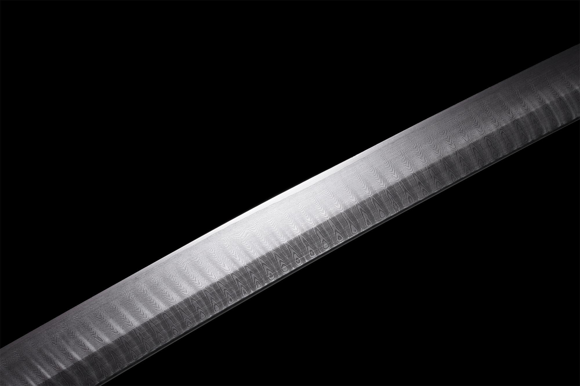 Hand-forged Japanese Katana, Damascus Steel With Ladder Pattern, Dragon ...