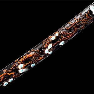 Handmade Crafts Red Dragon Katana Sword Handmade Japanese Samurai Sword ...