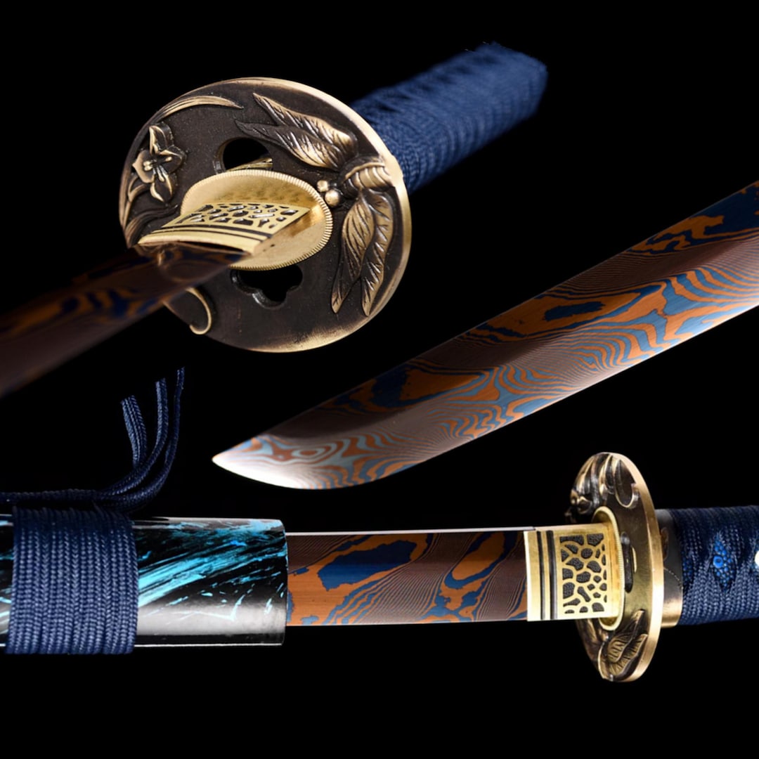 Handcrafted Japanese Katana Art Piece - Dragonfly Tsuba & Sunset ...