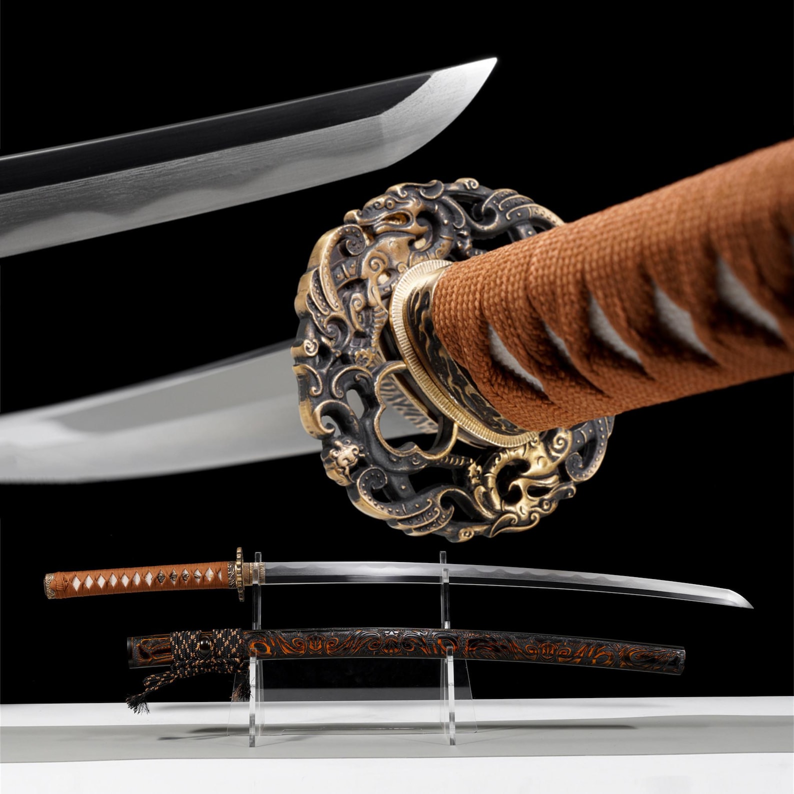 Hand-forged Japanese Katana - Tamahagane Steel Clay-tempered Blade ...