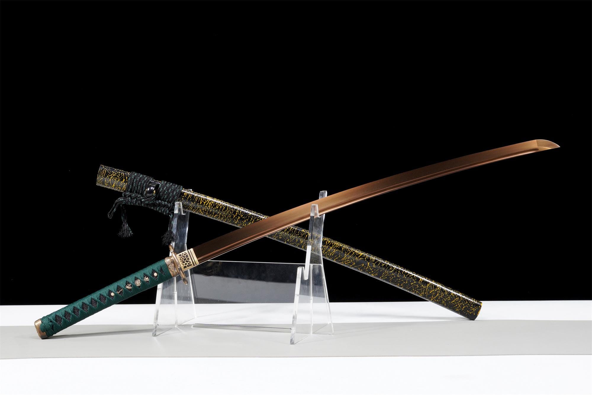 Handmade Japanese Katana Art - Solar Gold Damascus Steel Blade,mythical ...