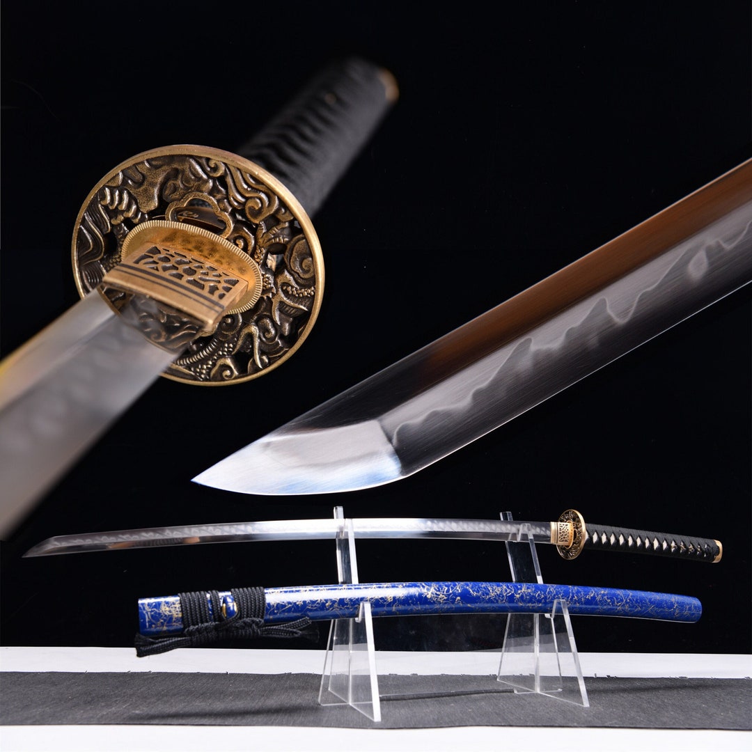 Handmade Crafts Blue Katana Sword With Blue Scabbard Handmade Japanese ...