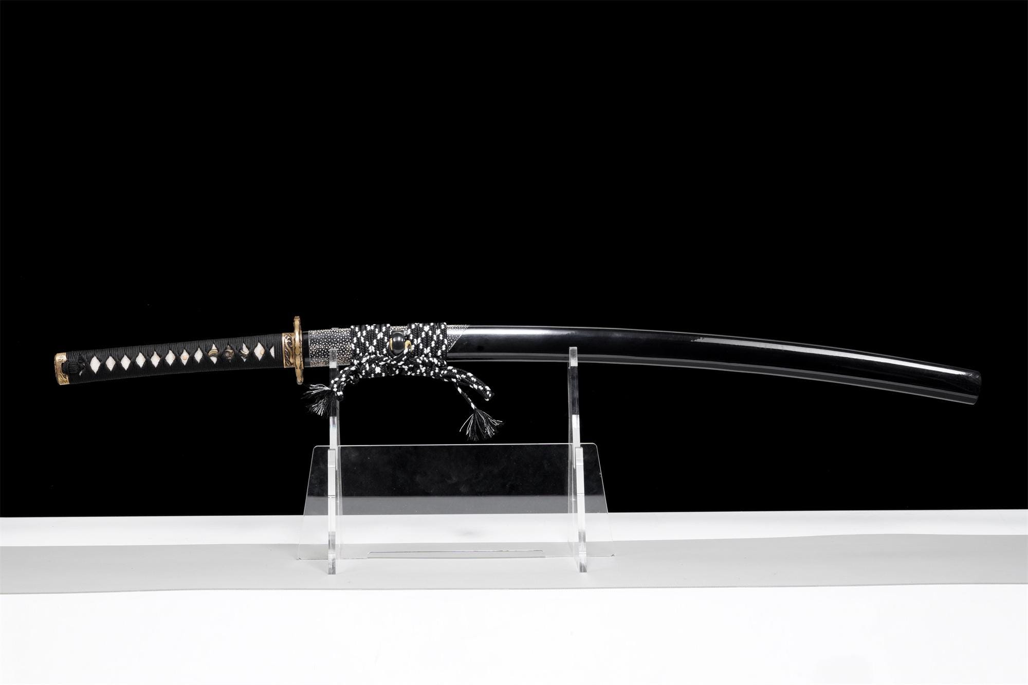 Hand-forged Japanese Katana, Damascus Steel With Ladder Pattern, Dragon ...