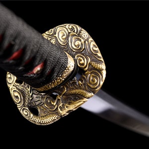 Handmade Crafts Red Dragon Katana Sword Handmade Japanese Samurai Sword ...