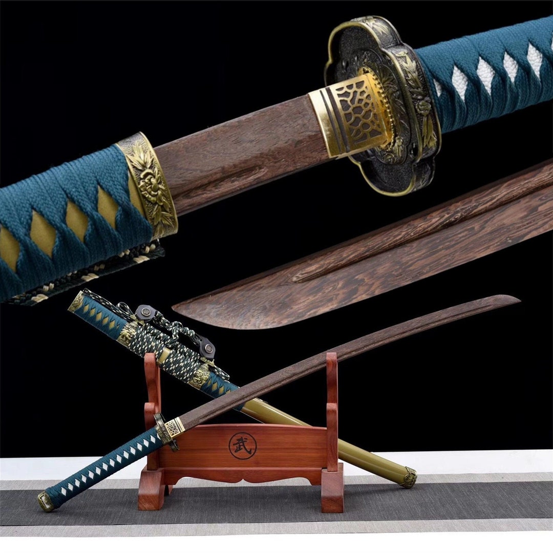 Artisan Rosewood Tachi Katana - Emerald Lacquer Wooden Sword, Iaido ...