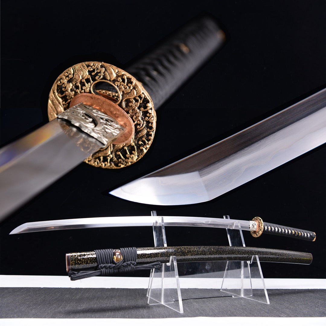 Handmade Crafts Wave Katana Sword Handmade Japanese Samurai Sword ...