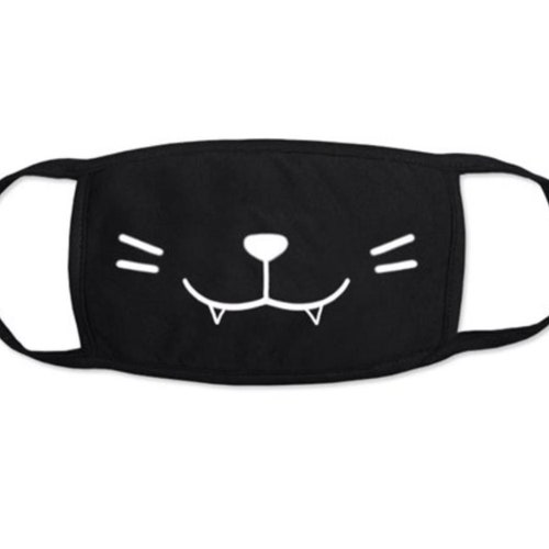 Cartoon Cat Face Mask Reusable Cotton Face Mask With Elastic - Etsy