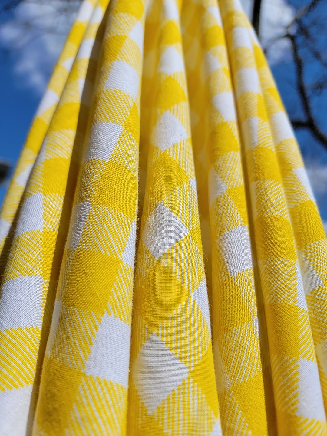 Vintage 70s Full Fitted Checkered Yellow and White Sheet - Etsy