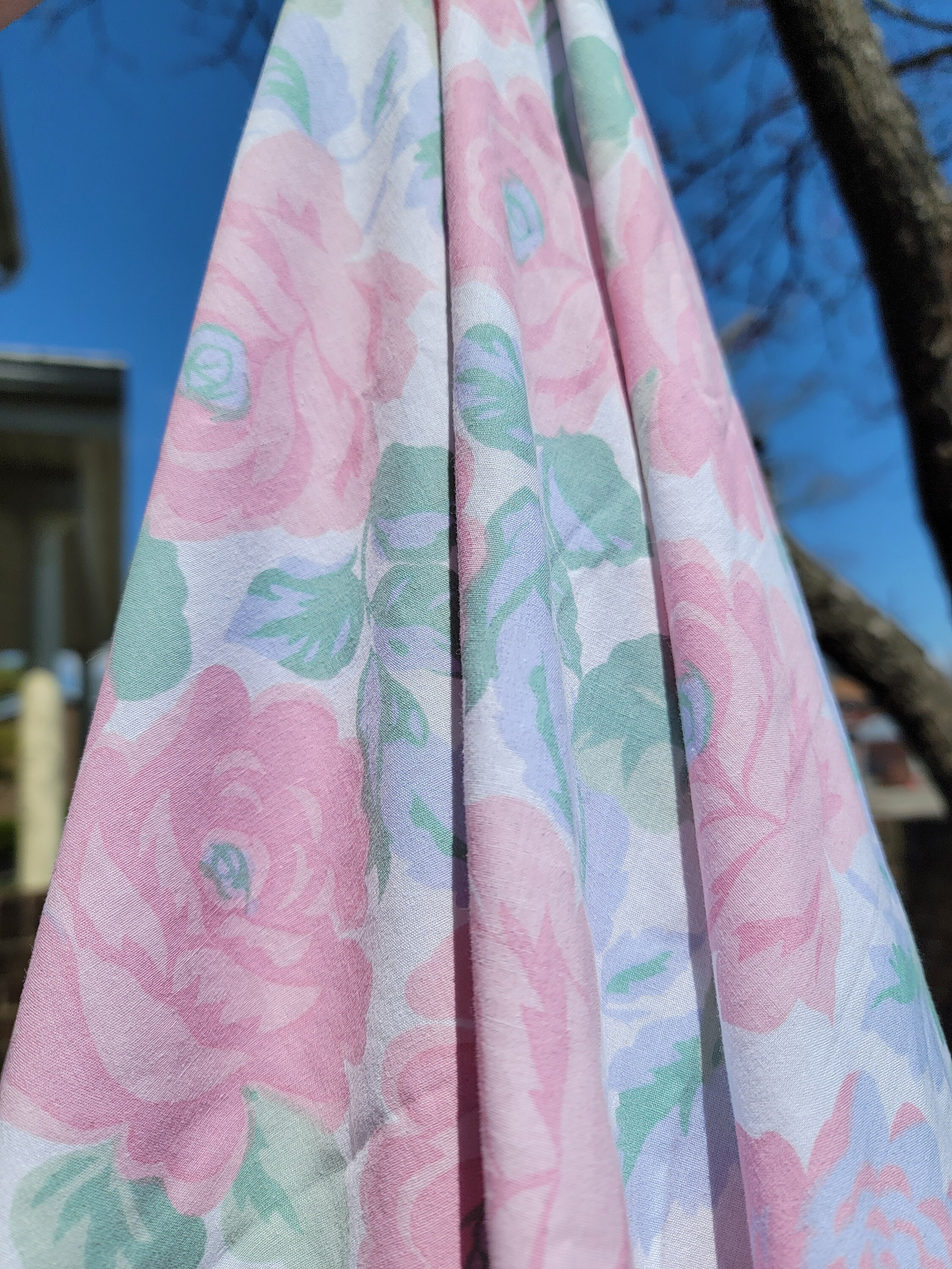 Vintage Twin Fitted Pink Floral Sheet - Etsy