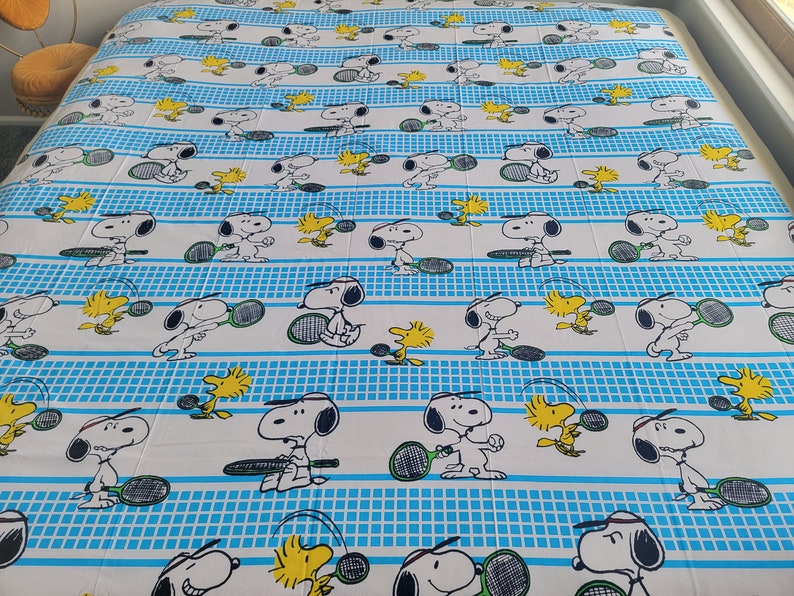 Vintage 70s Twin Flat Snoopy and Woodstock Tennis Sheet - Etsy