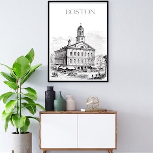 Historical Boston Art Boston Print Boston Art Print Boston | Etsy