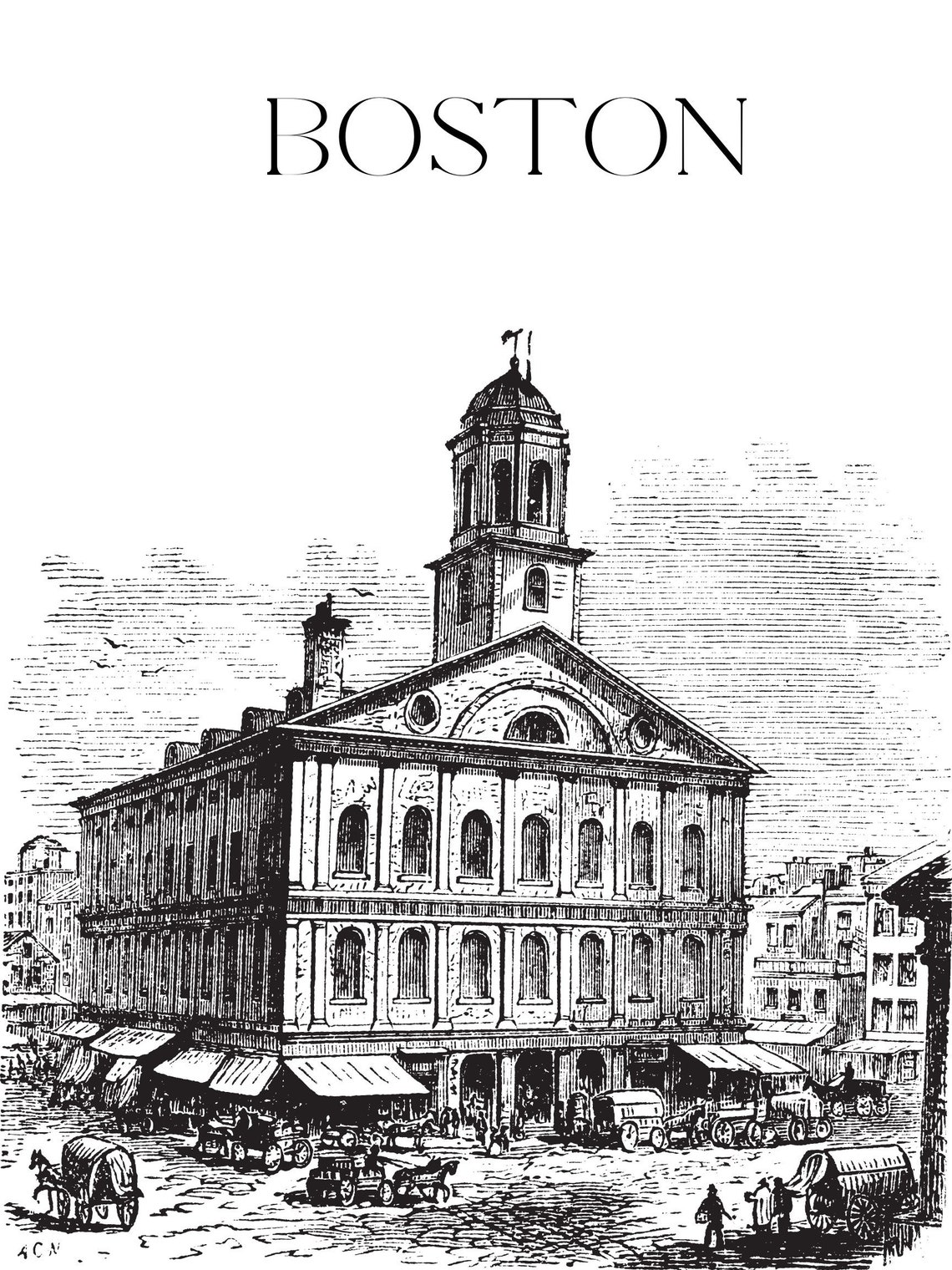Historical Boston Art Boston Print Boston Art Print Boston | Etsy