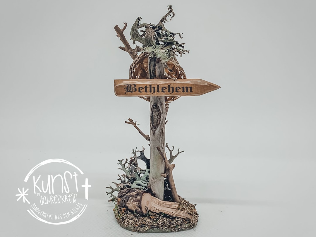 Gnome Miniature Signpost Sign bethlehem Made of Wood Nativity ...