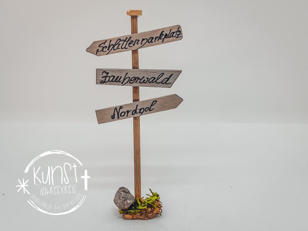 Gnome Miniature Signpost Sleigh Parking Magic Forest North Pole ...