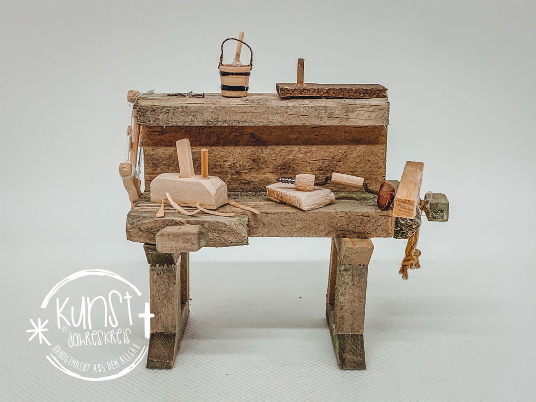 Gnome Miniature Workbench Crib Accessories Dollhouse Gnome Workshop ...